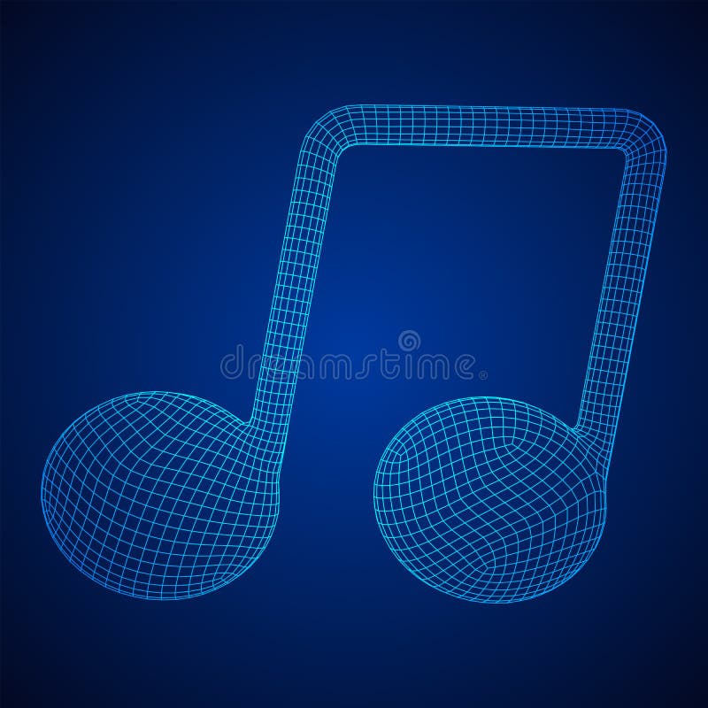 Music Note. Wireframe Low Poly Mesh Vector Illustration Stock ...