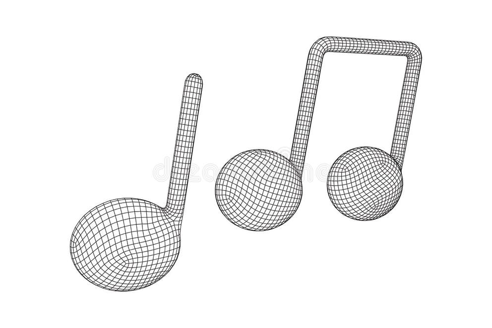 Music Note. Wireframe Low Poly Mesh Vector Illustration Stock Vector ...