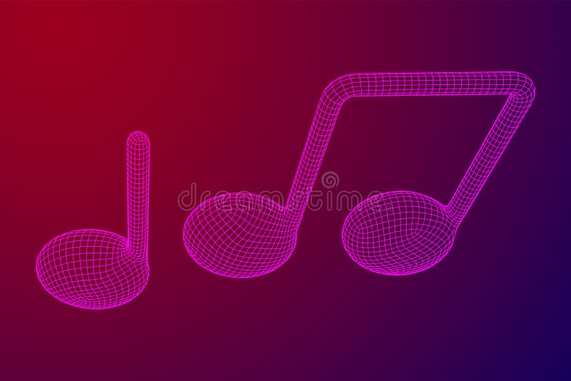 Music Note. Wireframe Low Poly Mesh Vector Illustration Stock Vector ...
