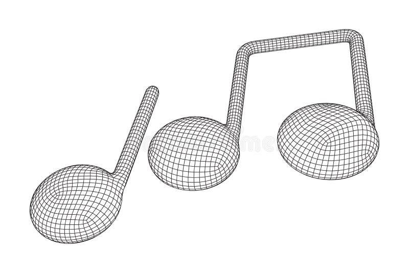 Music Note. Wireframe Low Poly Mesh Vector Illustration Stock Vector ...