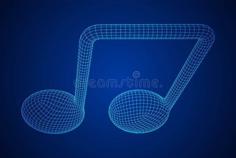 Music Note. Wireframe Low Poly Mesh Vector Illustration Stock Vector ...