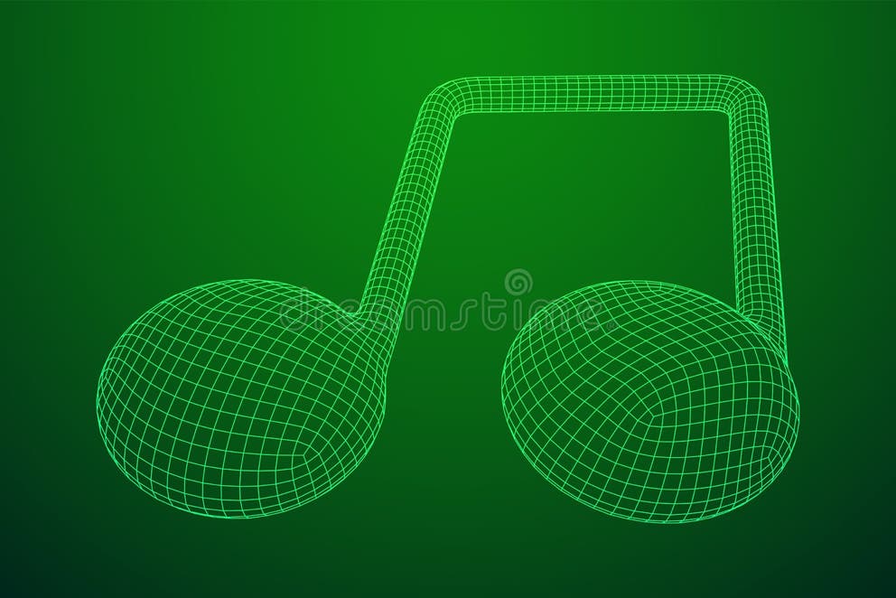 Music Note. Wireframe Low Poly Mesh Vector Illustration Stock Vector ...