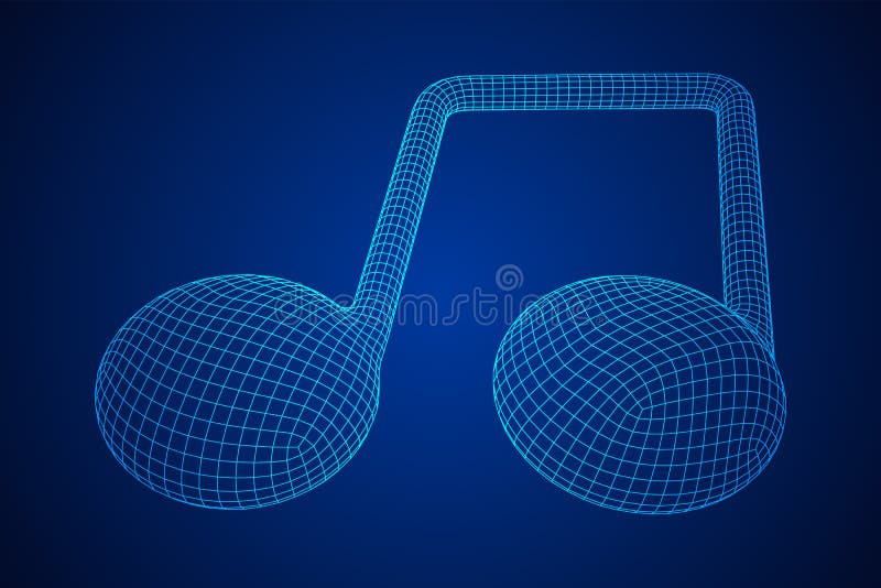 Music Note. Wireframe Low Poly Mesh Vector Illustration Stock Vector ...