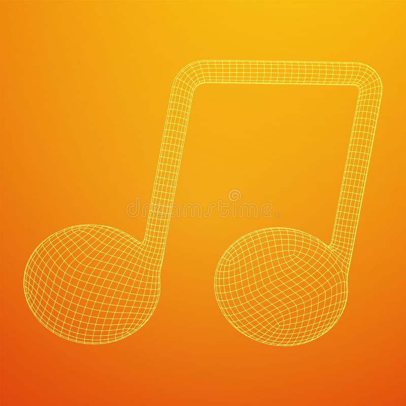 Music Note. Wireframe Low Poly Mesh Vector Illustration Stock Vector ...