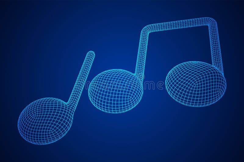 Music Note. Wireframe Low Poly Mesh Vector Illustration Stock Vector ...