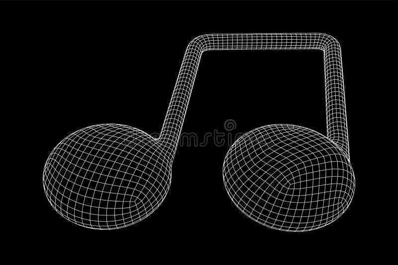 Music Note. Wireframe Low Poly Mesh Vector Illustration Stock Vector ...