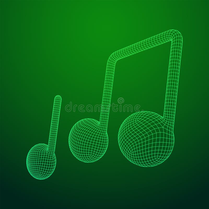Music Note. Wireframe Low Poly Mesh Vector Illustration Stock Vector ...