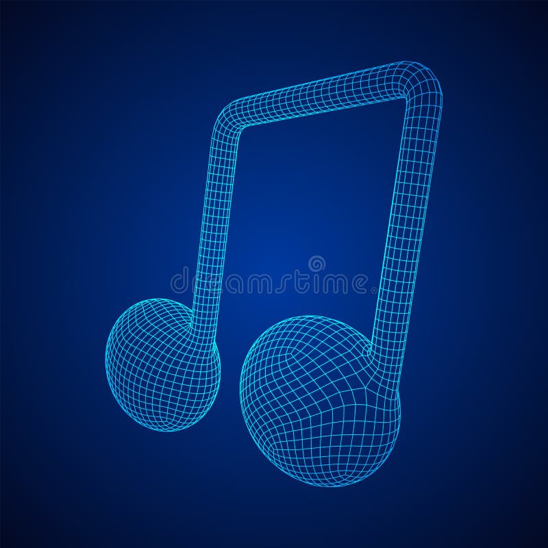 Music Note. Wireframe Low Poly Mesh Vector Illustration Stock Vector ...