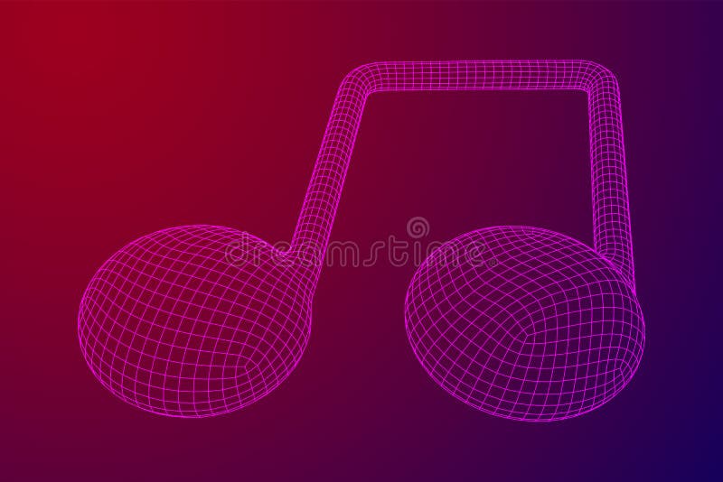 Music Note. Wireframe Low Poly Mesh Vector Illustration. Stock Vector ...