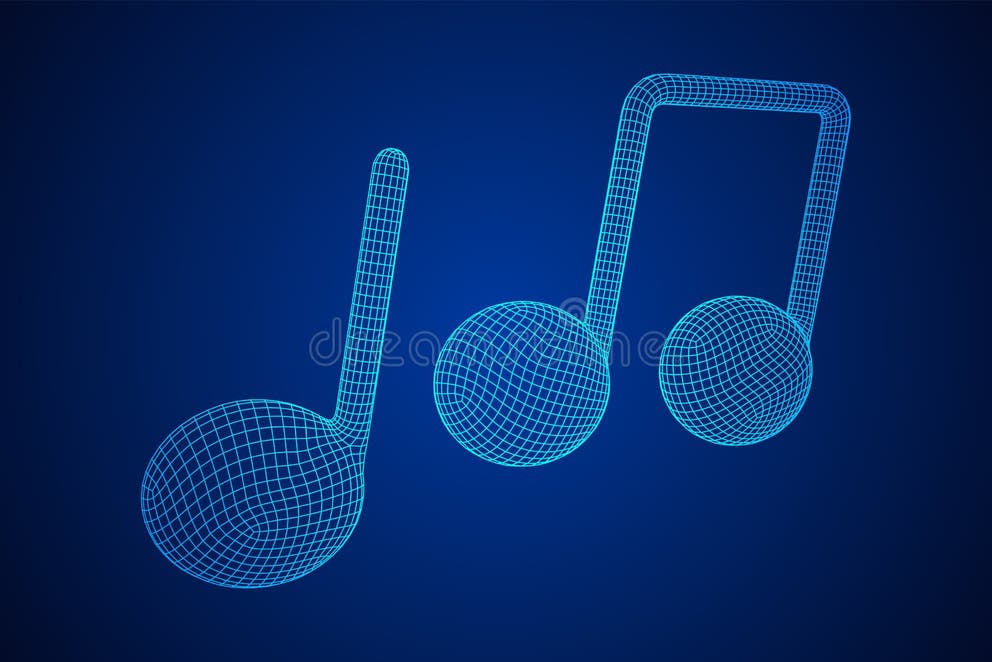 Music Note. Wireframe Low Poly Mesh Vector Illustration. Stock Vector ...