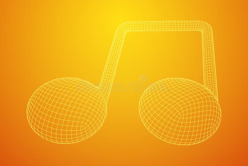 Music Note. Wireframe Low Poly Mesh Vector Illustration Stock Vector ...