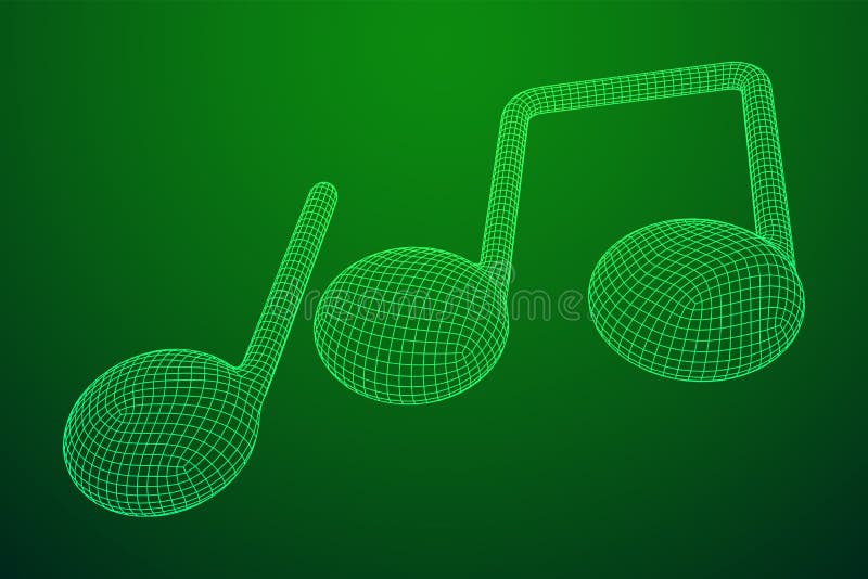 Music Note. Wireframe Low Poly Mesh Vector Illustration Stock Vector ...