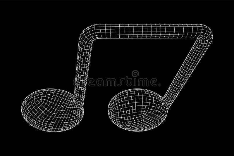 Music Note. Wireframe Low Poly Mesh Vector Illustration Stock Vector ...