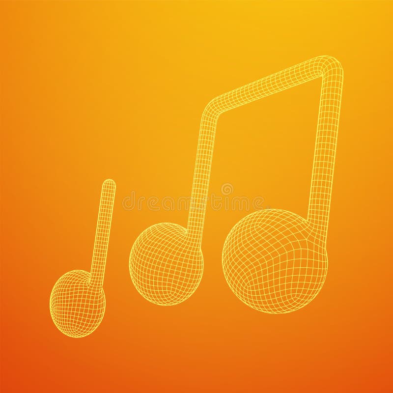 Music Note. Wireframe Low Poly Mesh Vector Illustration Stock Vector ...