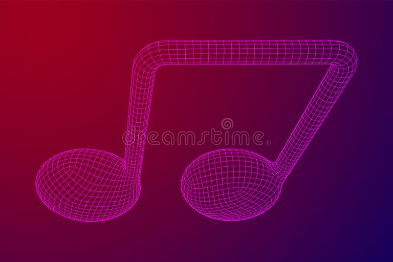 Music Note. Wireframe Low Poly Mesh Vector Illustration. Stock Vector ...