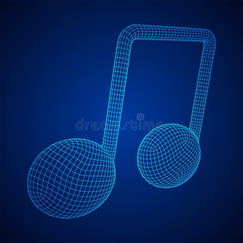 Music Note. Wireframe Low Poly Mesh Vector Illustration. Stock Vector ...
