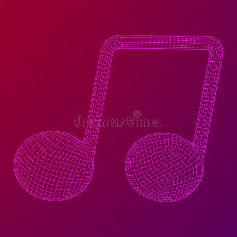 Music Note. Wireframe Low Poly Mesh Vector Illustration. Stock Vector ...