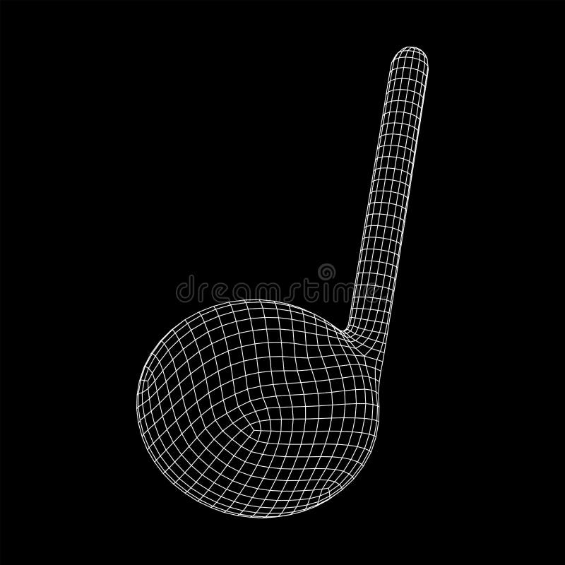 Music Note. Wireframe Low Poly Mesh Vector Illustration. Stock Vector ...