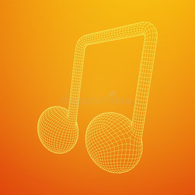 Music Note. Wireframe Low Poly Mesh Vector Illustration. Stock Vector ...