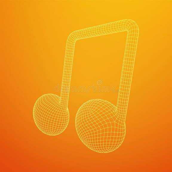 Music Note. Wireframe Low Poly Mesh Vector Illustration. Stock Vector ...