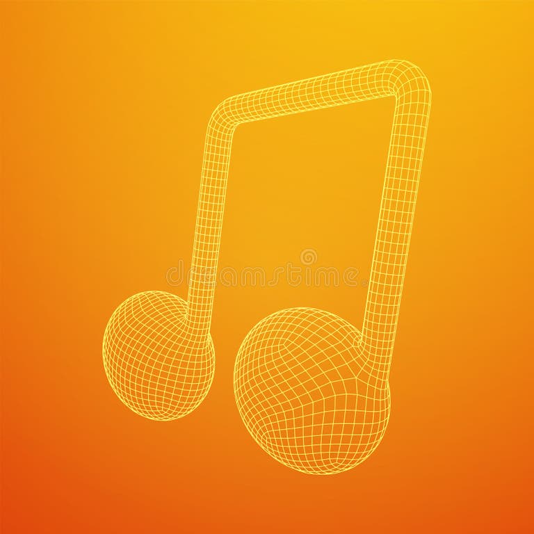 Music Note. Wireframe Low Poly Mesh Vector Illustration. Stock Vector ...