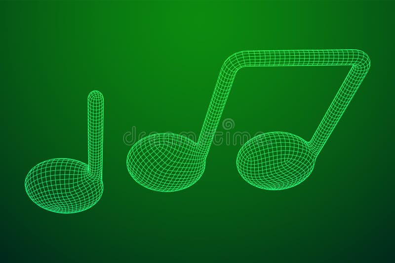 Music Note. Wireframe Low Poly Mesh Vector Illustration. Stock Vector ...