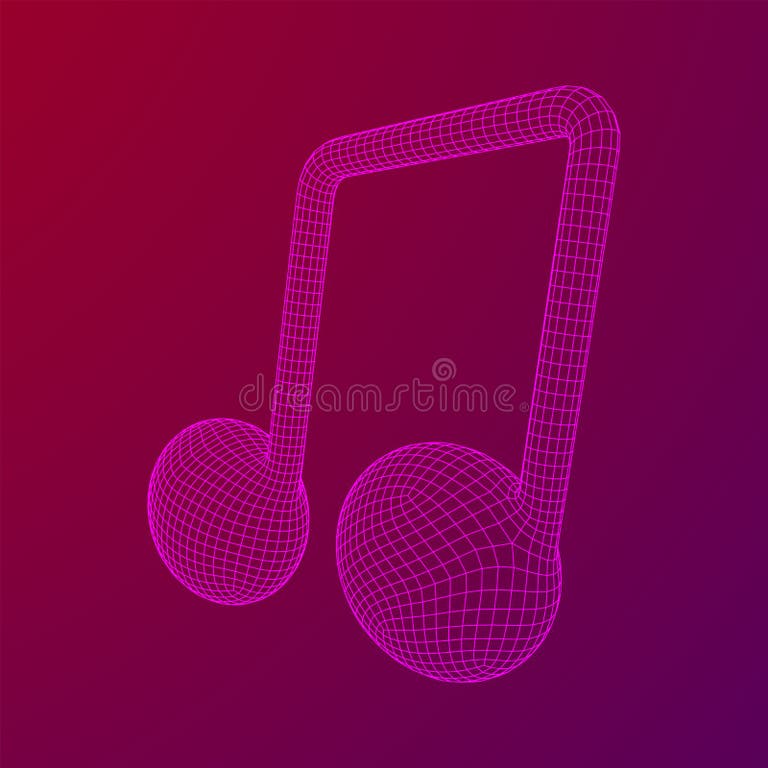 Music Note. Wireframe Low Poly Mesh Vector Illustration. Stock Vector ...