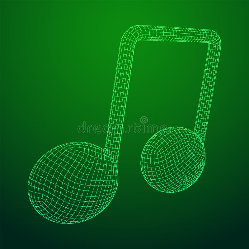 Music Note. Wireframe Low Poly Mesh Vector Illustration. Stock Vector ...