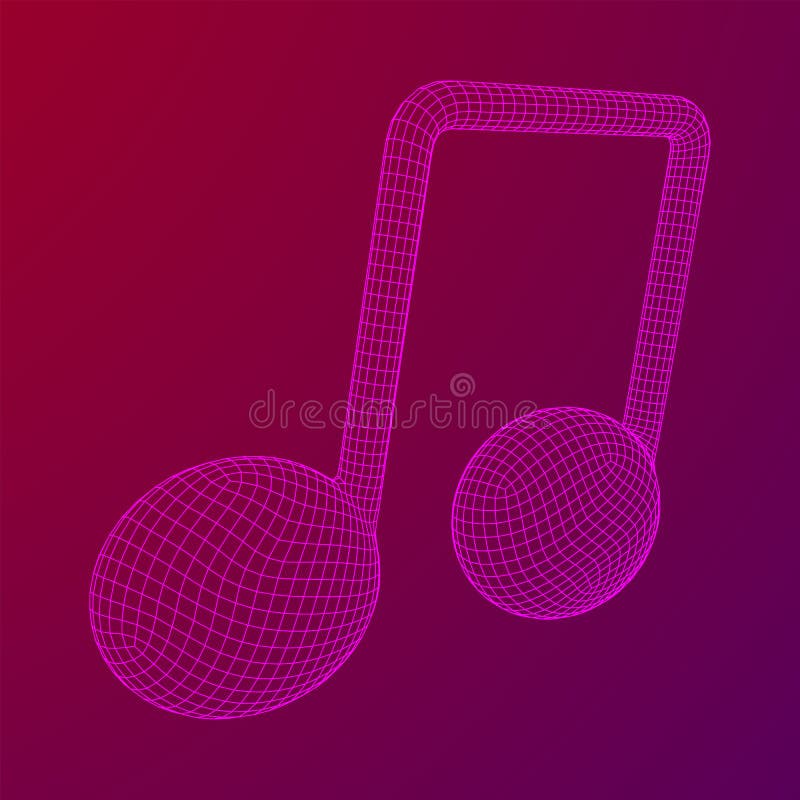 Music Note. Wireframe Low Poly Mesh Vector Illustration Stock Vector ...