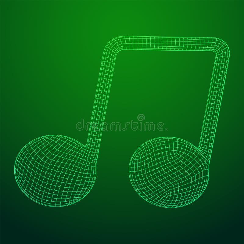 Music Note. Wireframe Low Poly Mesh Vector Illustration Stock Vector ...