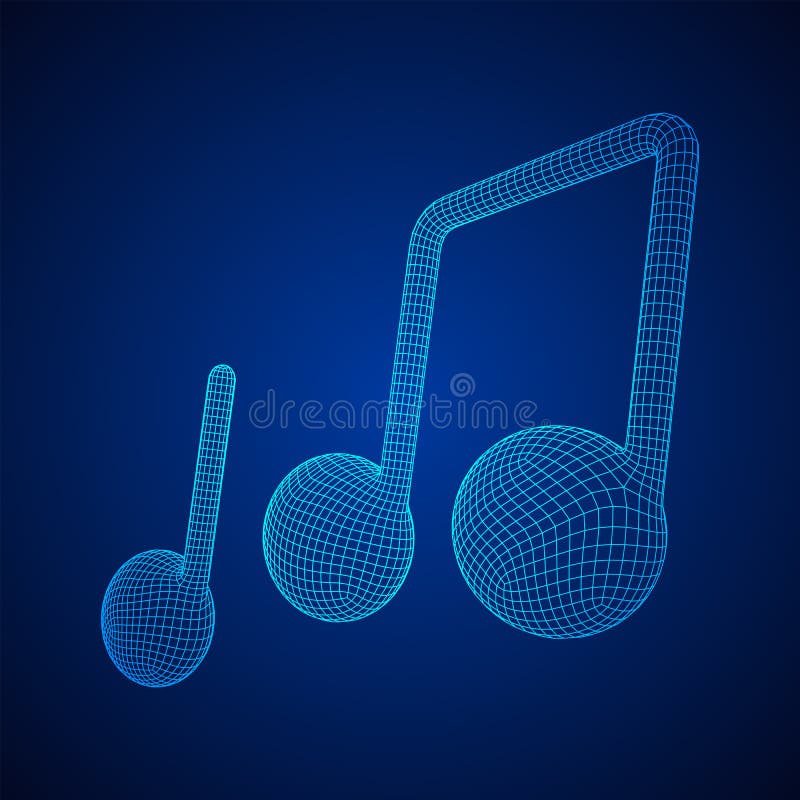 Music Note. Wireframe Low Poly Mesh Vector Illustration Stock Vector ...