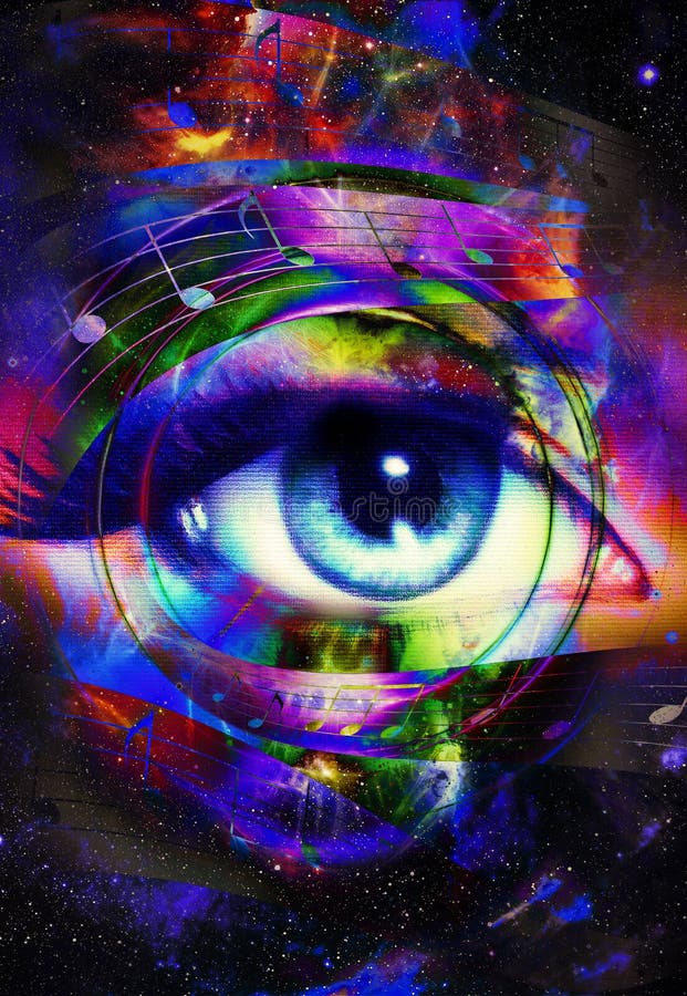 Music Note and Woman Eye, Abstract Color Stock Illustration ...