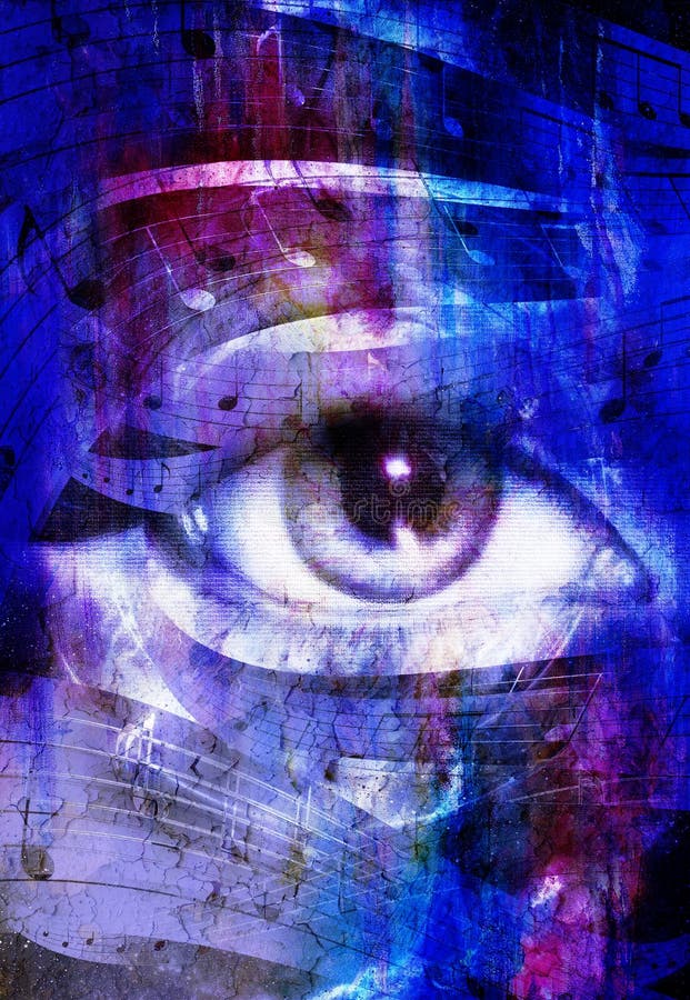 Music Note and Woman Eye, Abstract Color Stock Illustration ...