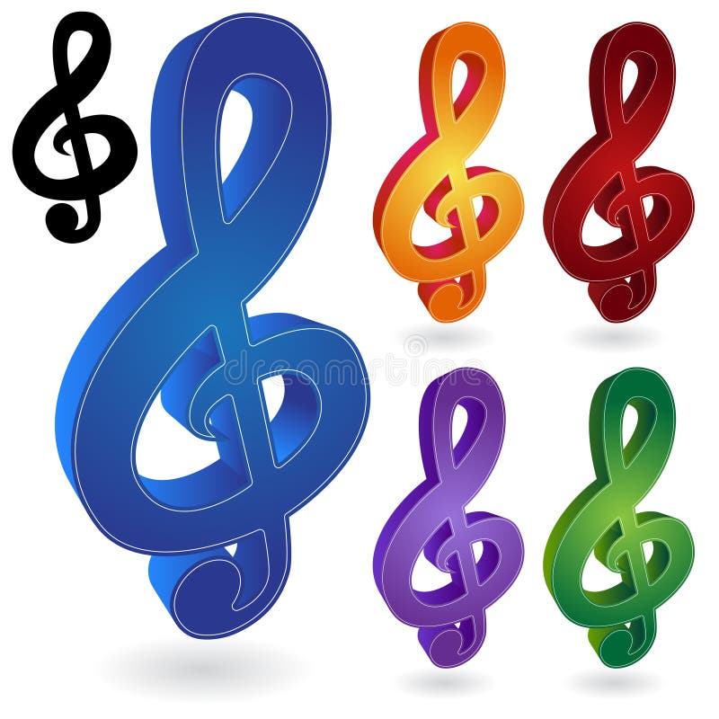 Three Dimensional Bunch of Musical Notes Stock Illustration ...