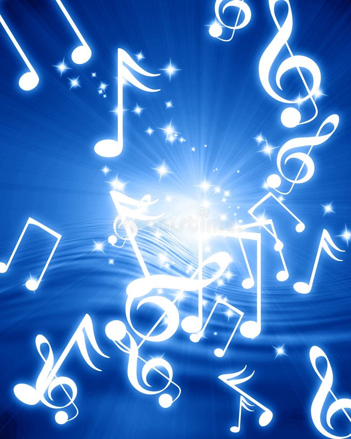 Music Background with Notes on Blue Background Stock Illustration ...
