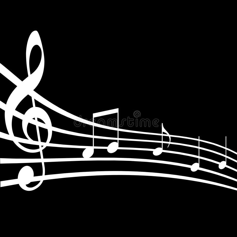 White Music Notes Black Background
