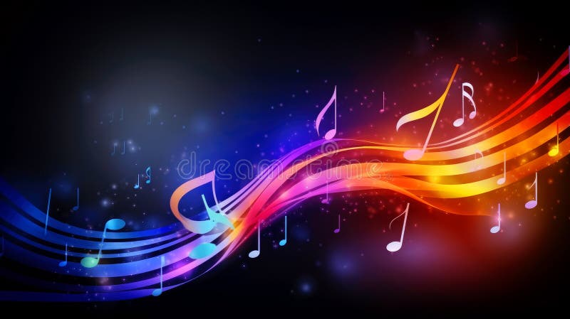 Music Notes on Abstract Background. Generative Ai. Stock Illustration ...