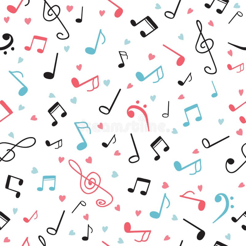 Vector Seamless Pattern with Music Notes Stock Illustration ...