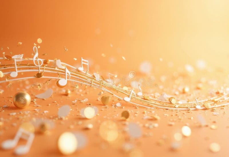 Music Notes in the Air with an Orange Background Stock Illustration ...