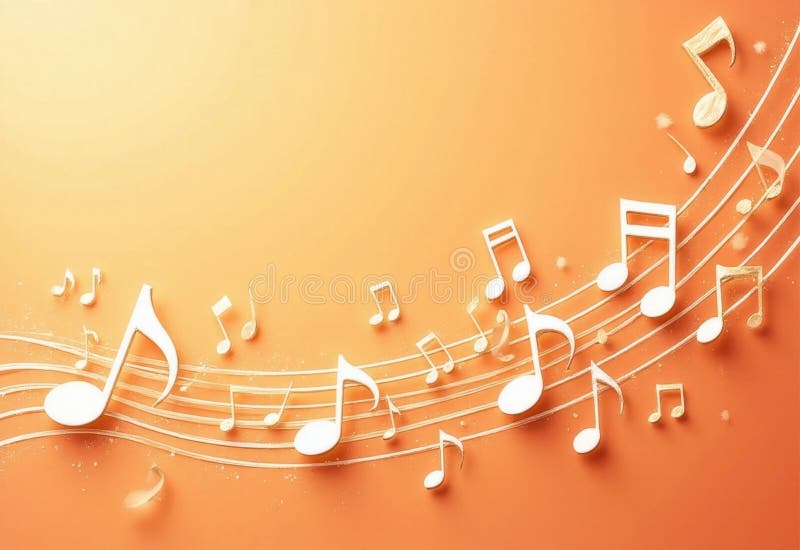 Music Notes in the Air with an Orange Background Stock Illustration ...