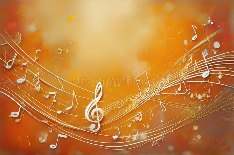 Music Notes in the Air with an Orange Background Stock Illustration ...