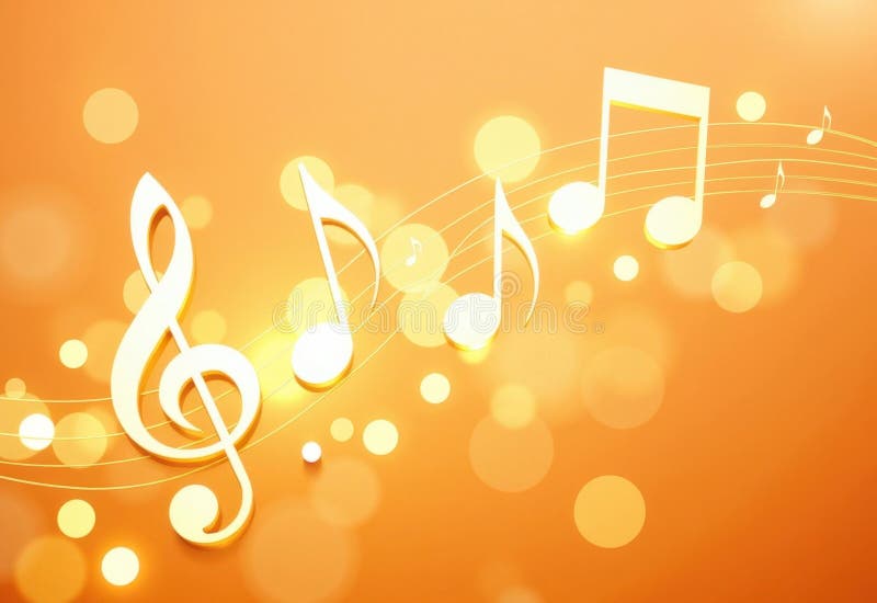 Music Notes in the Air with an Orange Background Stock Illustration ...
