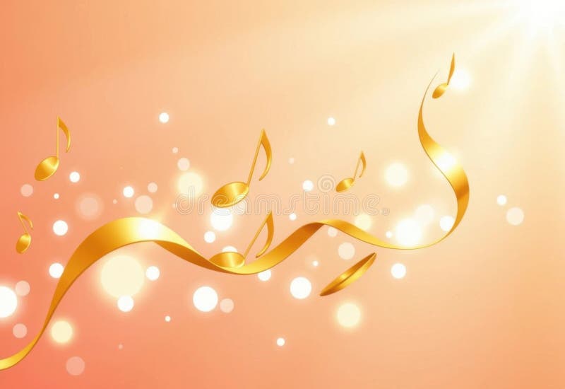Music Notes in the Air with an Orange Background Stock Illustration ...
