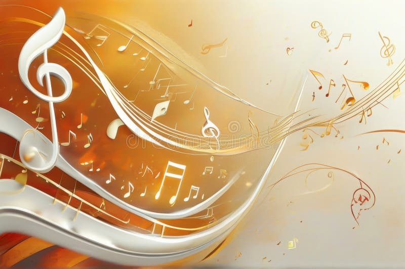 Music Notes in the Air with an Orange Background Stock Illustration ...