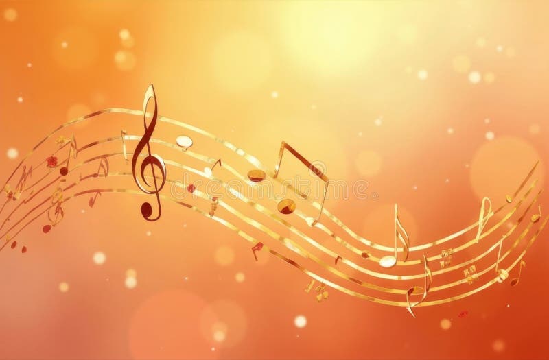 Music Notes in the Air with an Orange Background Stock Illustration ...