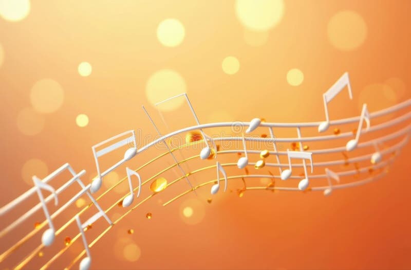 Music Notes in the Air with an Orange Background Stock Illustration ...