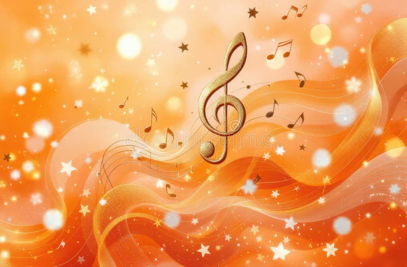 Music Notes in the Air with an Orange Background Stock Illustration ...