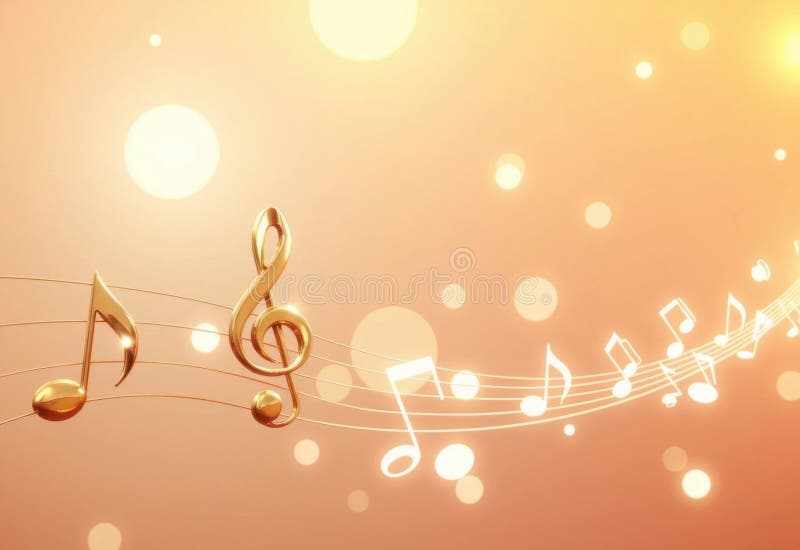 Music Notes in the Air with an Orange Background Stock Illustration ...