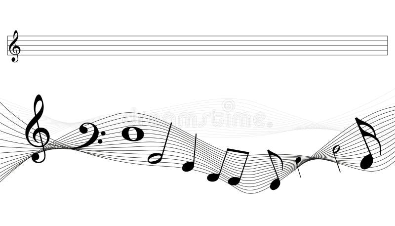 Music Notes Background - Black Vector Illustration - Isolated on White ...