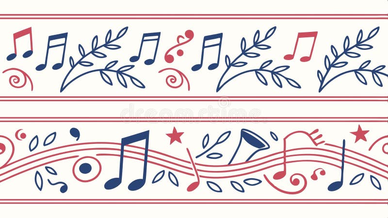 Music Notes Banner Border, Melodic Design for Musical Themes and ...